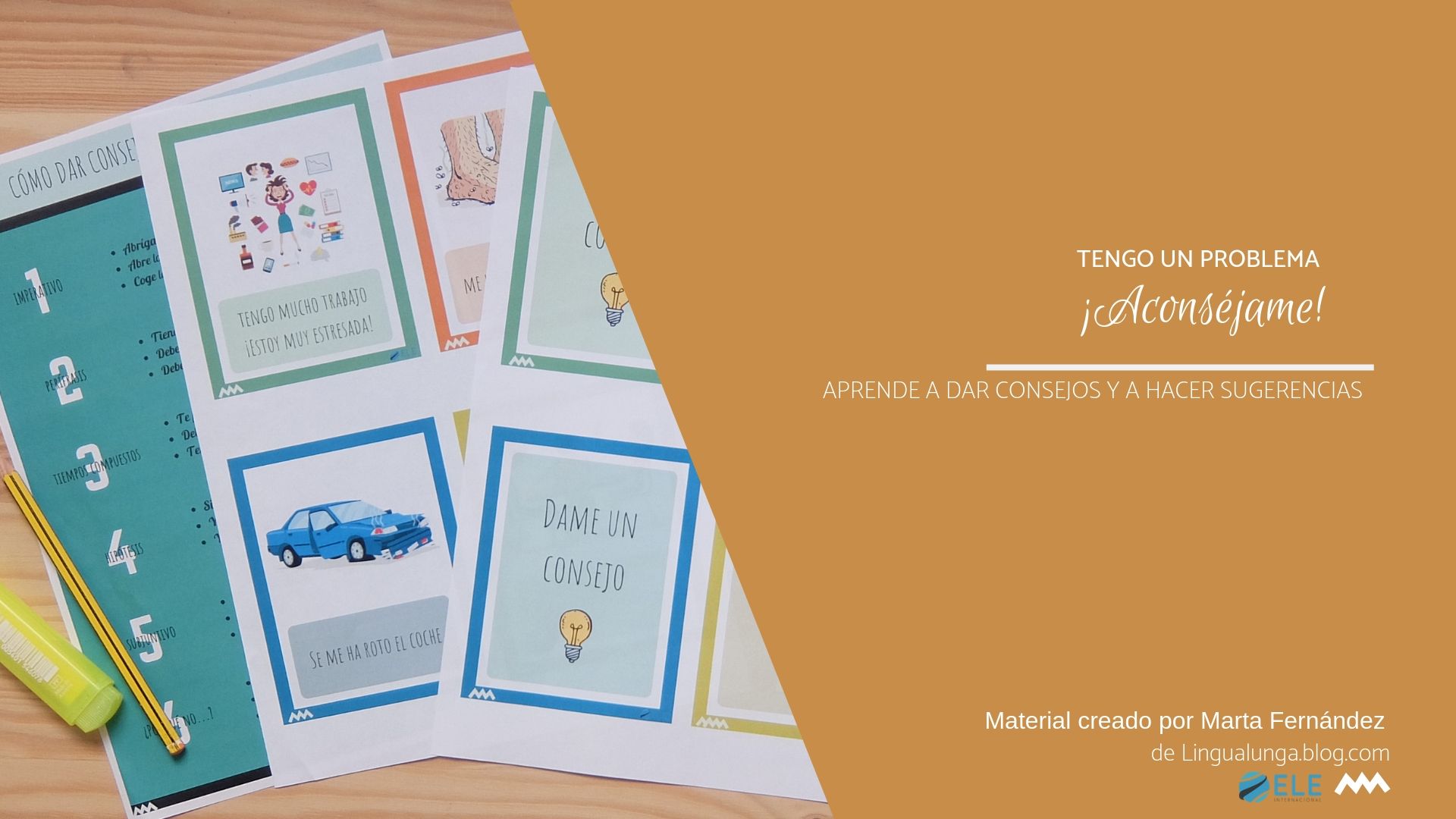 Juego para dar consejos en español (incluye cartas y una infografía)