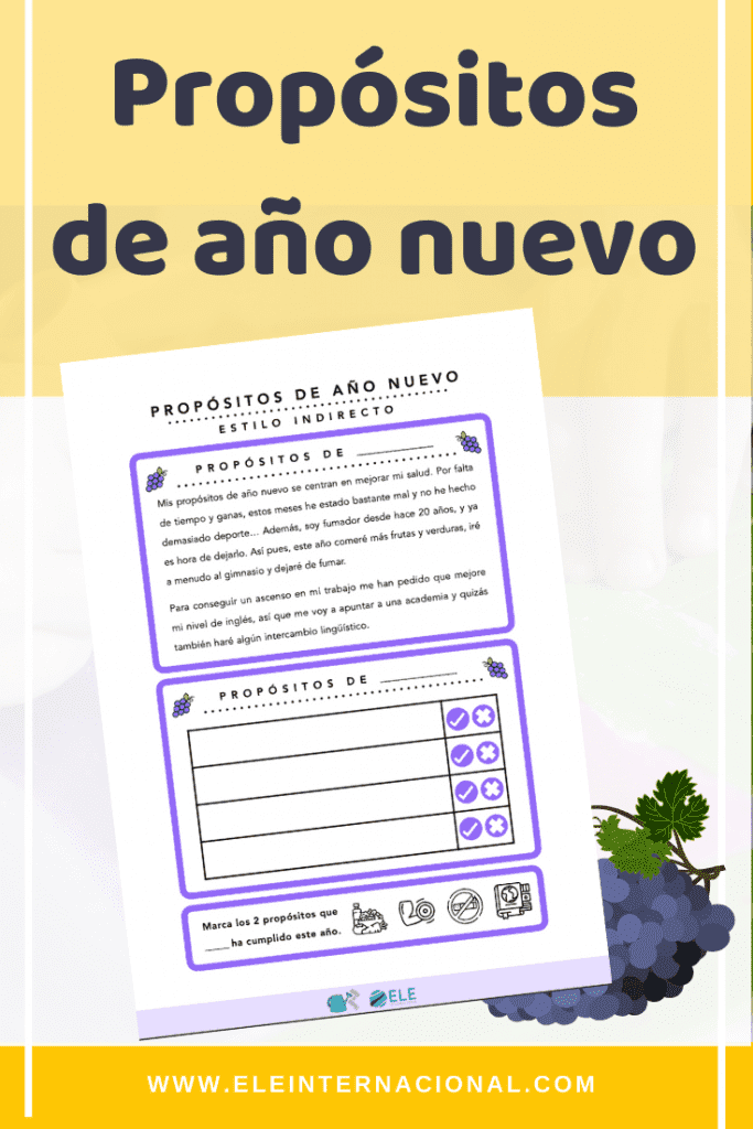 Propósitos de año nuevo: ficha para trabajar el estilo indirecto