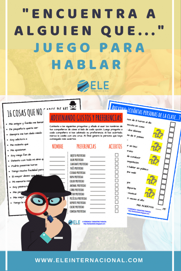 9 Versiones del juego "Find someone who..." para la clase de ELE ...