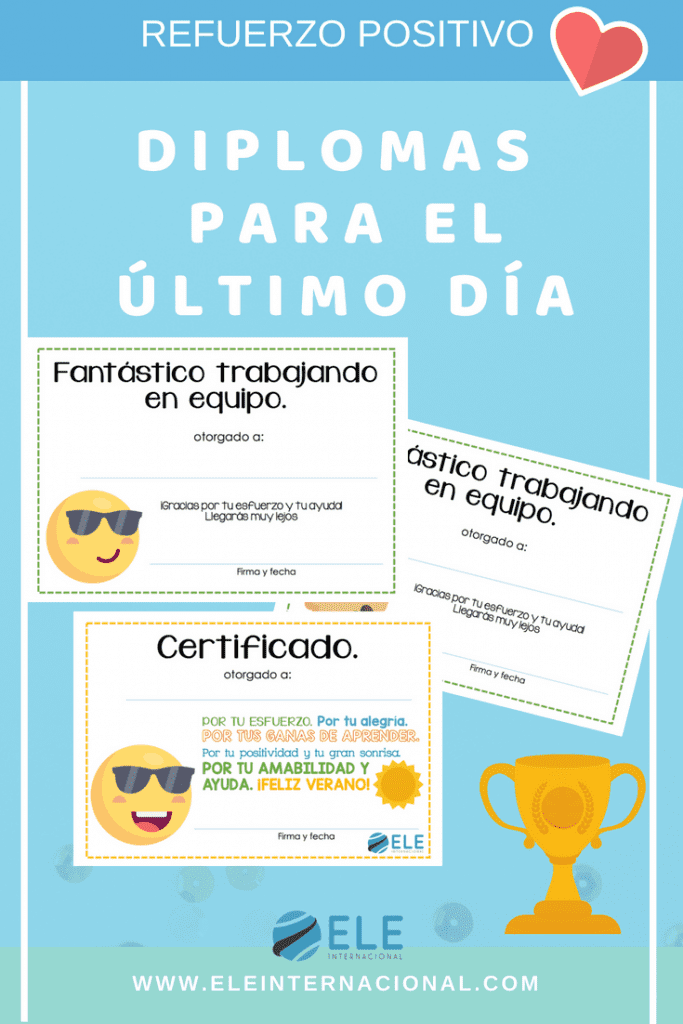 Diplomas para celebrar el último día de clase y crear refuerzo positivo