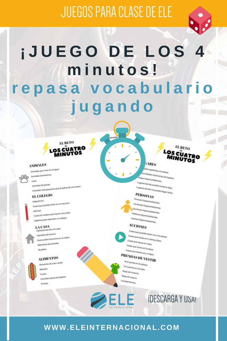 ELEInternacional Fichas para repasar vocabulario Juego de los cuatro ...