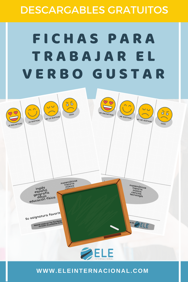 Tarjetas y fichas para practicar las asignaturas y el verbo gustar ...