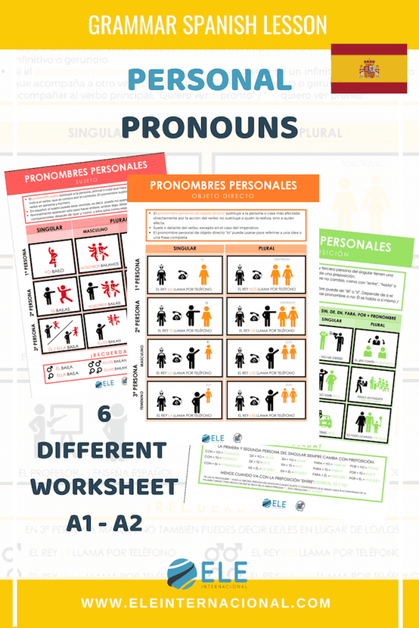 Infografía de los pronombres personales en español para diferenciarlos
