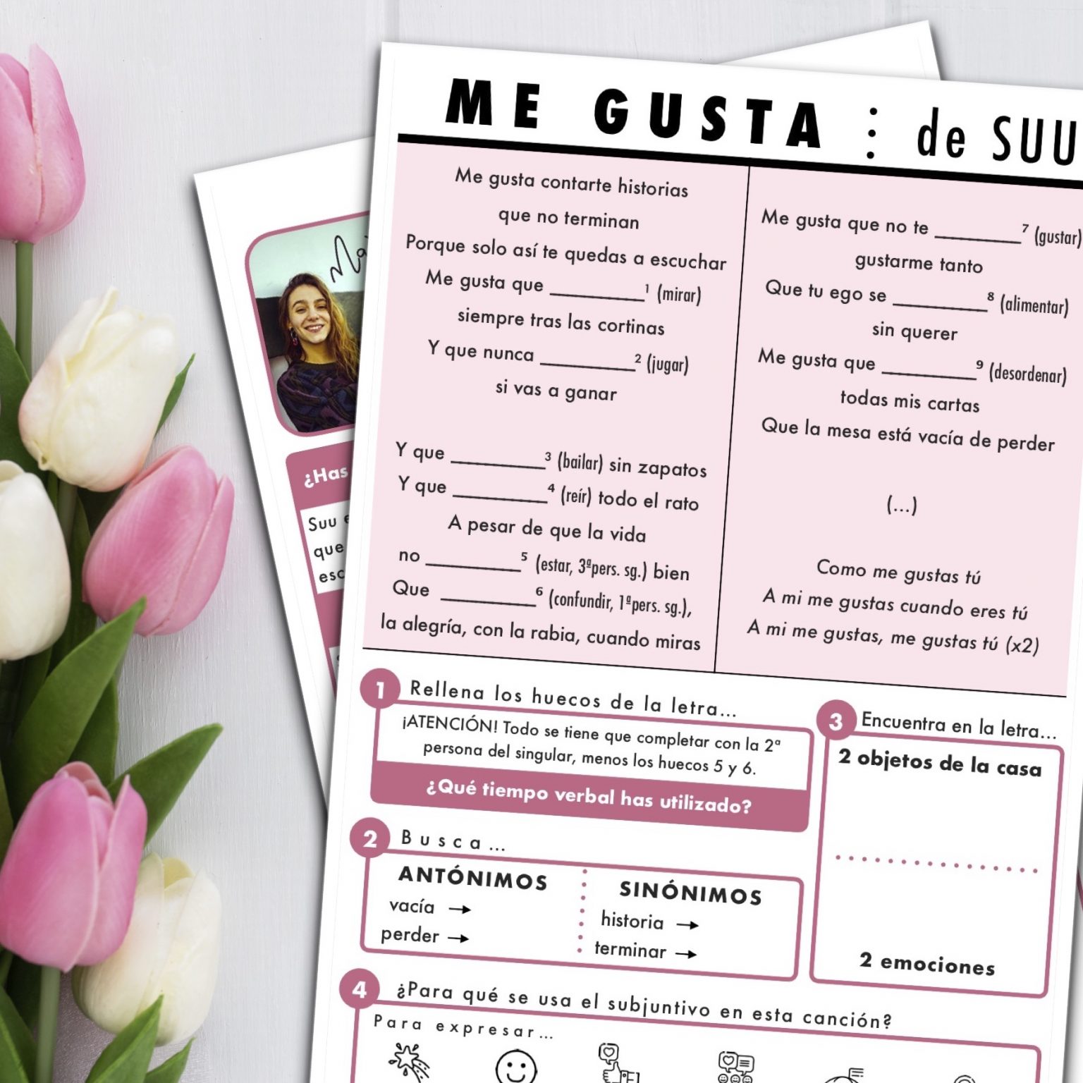 Fichas sobre el presente de subjuntivo a partir de una canción de amor