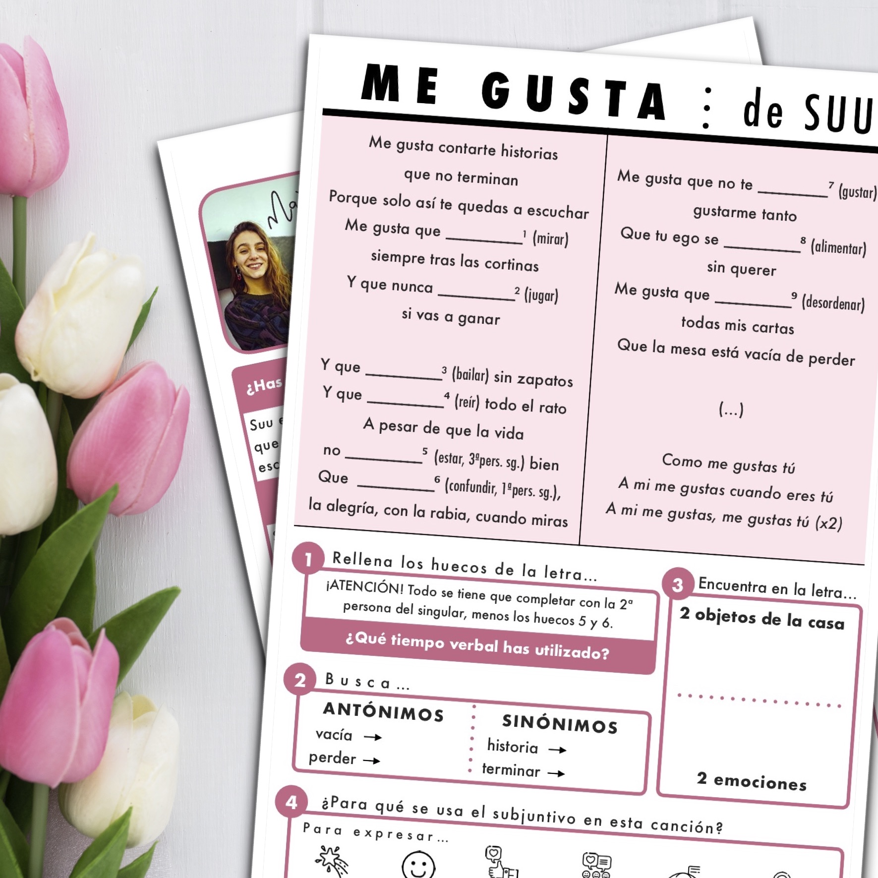 Fichas sobre el presente de subjuntivo a partir de una canción de amor