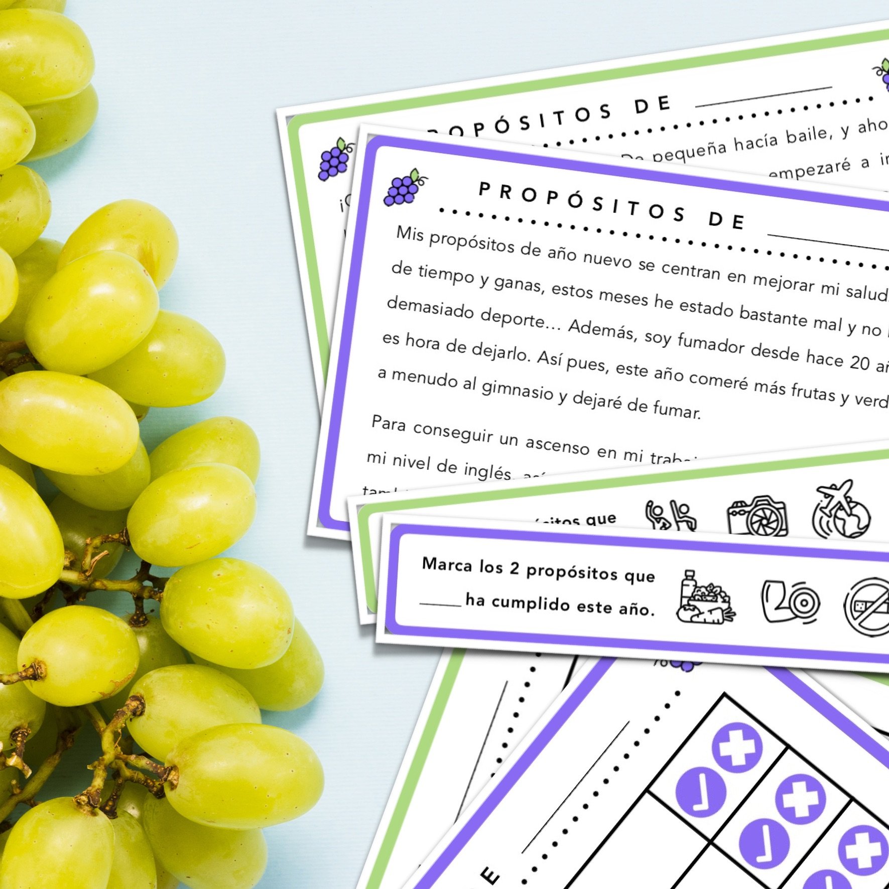 Propósitos de año nuevo: ficha para trabajar el estilo indirecto