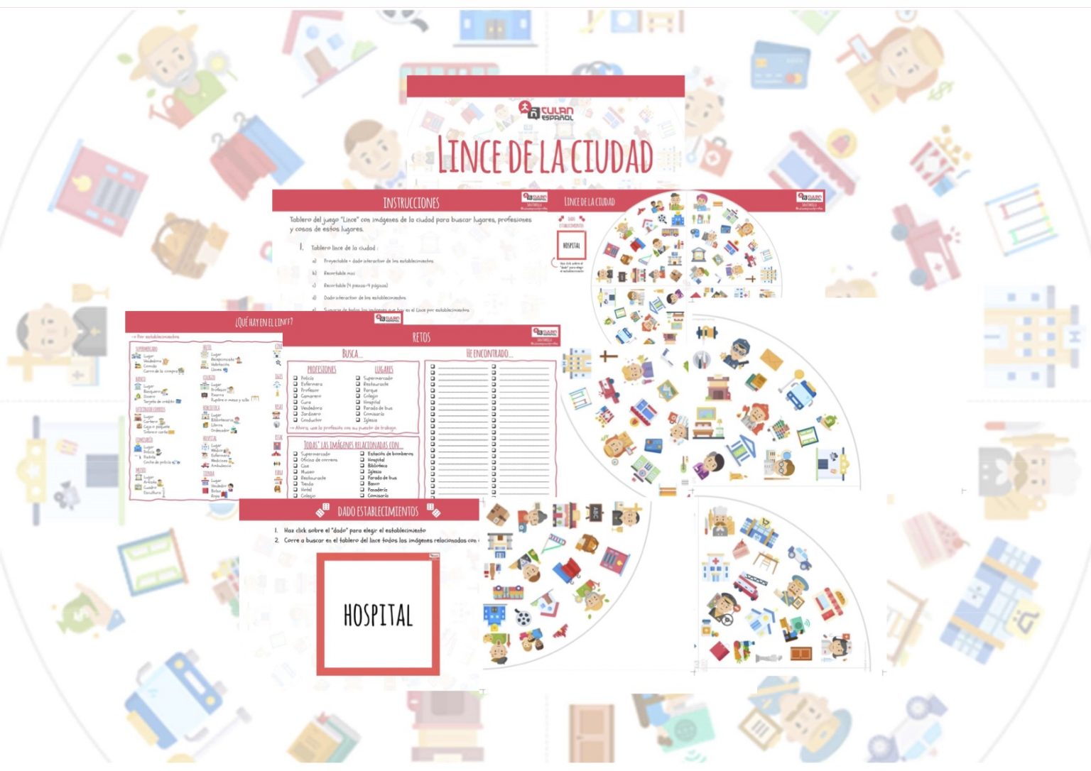 Lince de la ciudad: juego de vocabulario ELE de la ciudad para niños