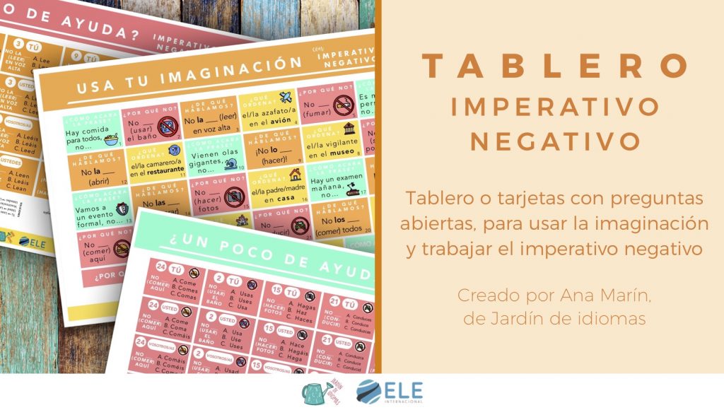 Tablero para conjugar verbos y usar el imperativo negativo