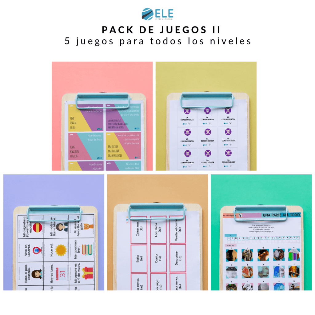 Pack de 5 juegos para enseñar español a extranjeros (a diferentes niveles)