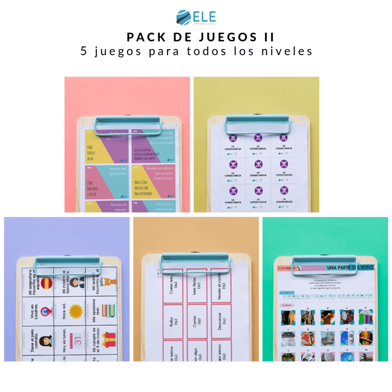 Pack de 5 juegos para enseñar español a extranjeros (a diferentes niveles)
