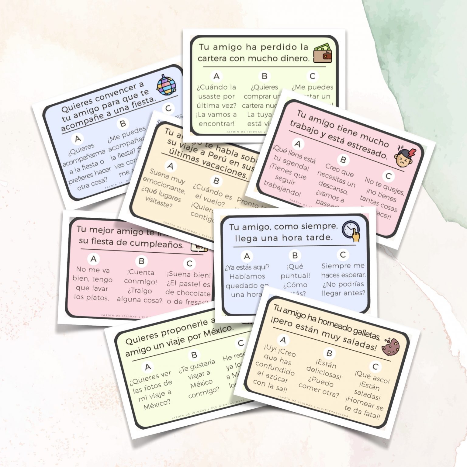 Situaciones comunicativas en español con amigos: actividad para A2-B2