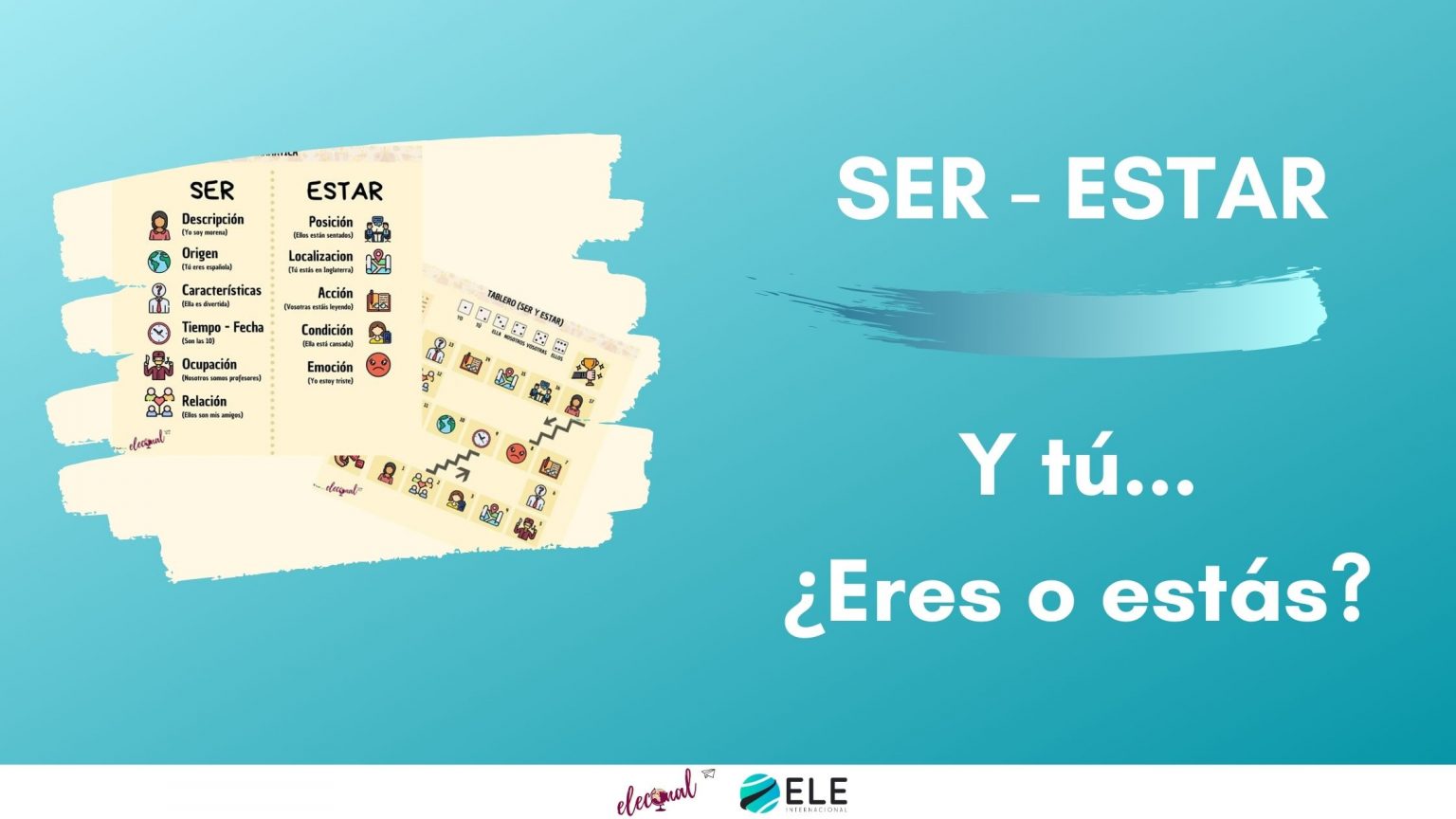 Infografía del verbo ser y estar para nivel A1-A2 [+ tablero]