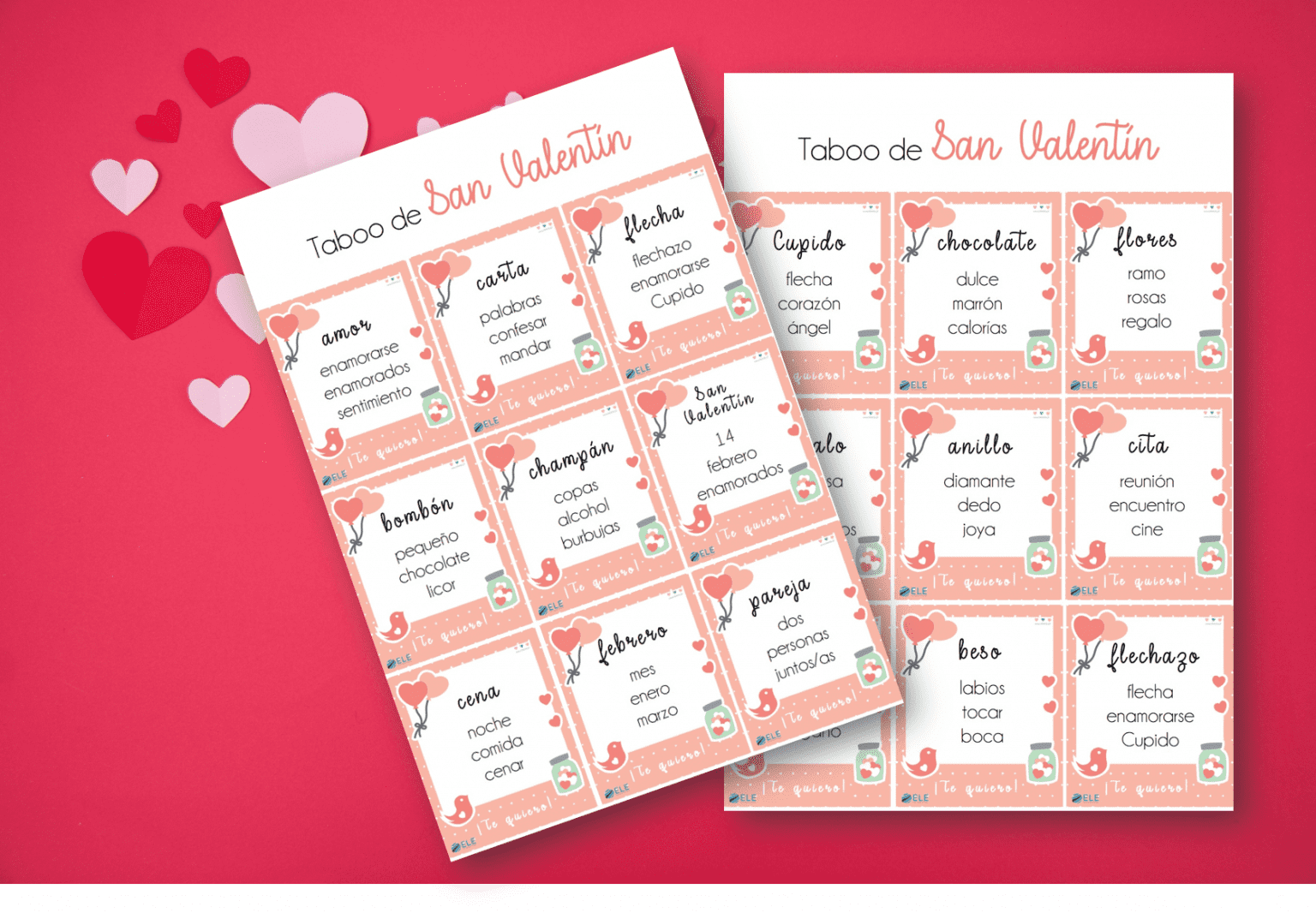 Tabú de San Valentín: juego para ampliar vocabulario sobre el amor