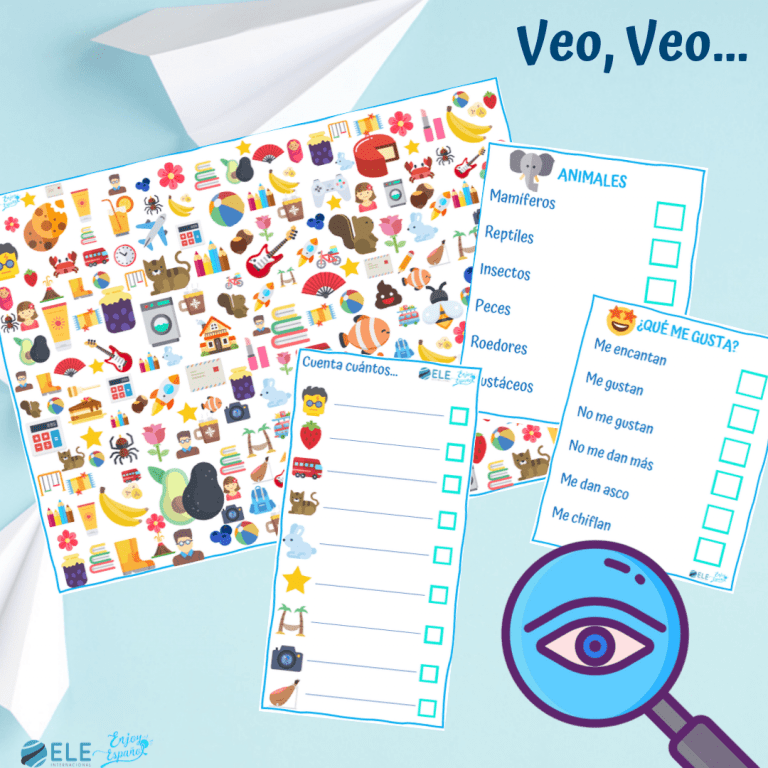 Veo veo: lámina + plantillas para jugar con niños en clases de ELE